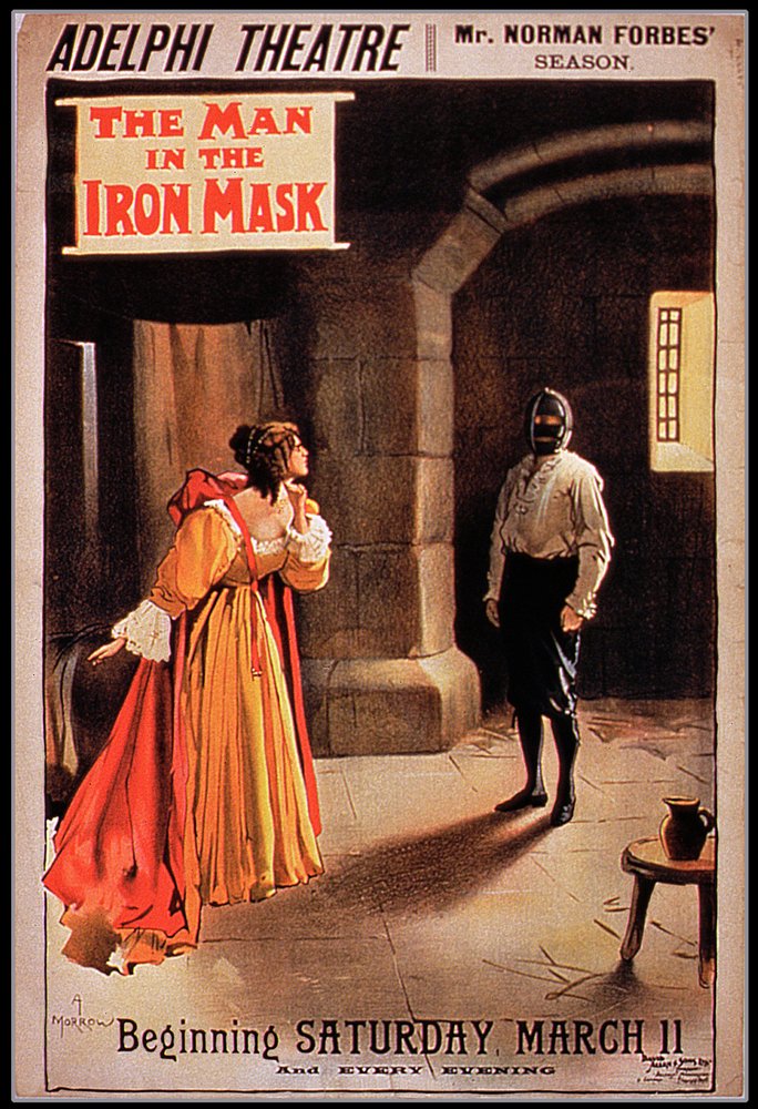 Poster 'The Man in the Iron Mask' at The Adelphi Theatre, London